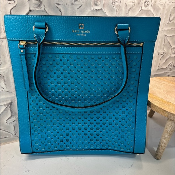 kate spade | Bags | Nwt Kate Spade Blue Leather Tote | Poshmark